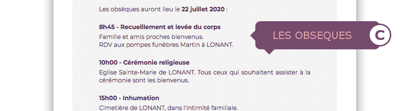 Exemple de faire-part de décès en ligne - AFairePart