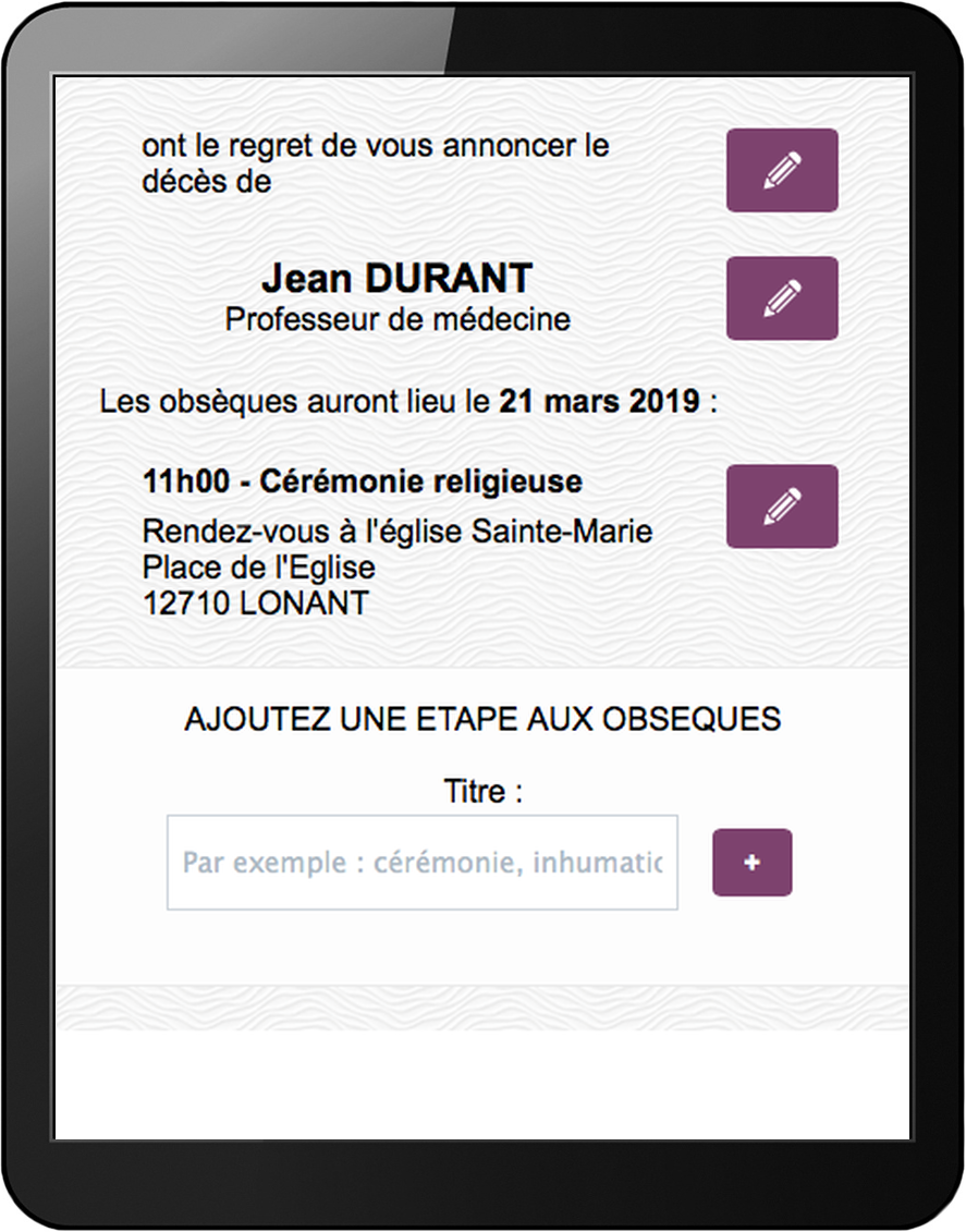 Annoncer les obsèques sur le faire-part de décès en ligne - AFairePart